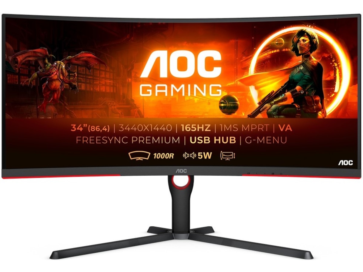 AOC 34" Curved gamingskjerm CU34G3S/BK -Demo - Demo skjermer - Komplett.no