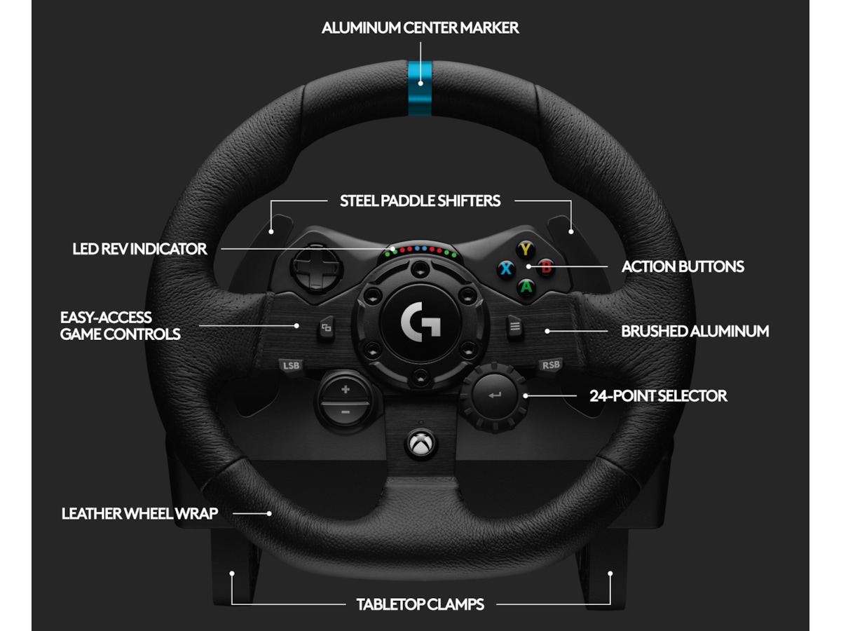 Logitech G923 Driving Force Racing XBX/XBS/XB1 - Ratt og pedaler ...