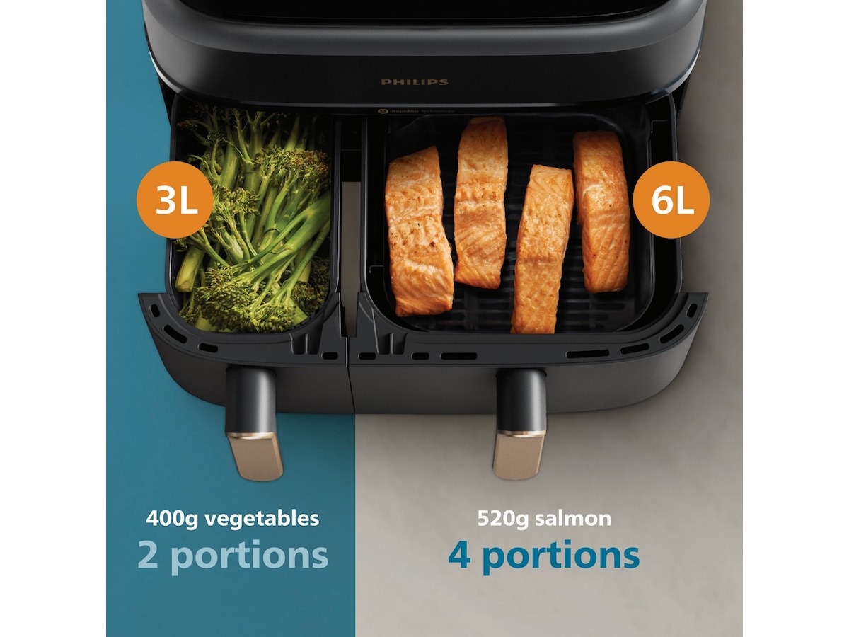 Philips Dual Basket Airfryer 9L NA352/00 (grå/copper) - Airfryer ...