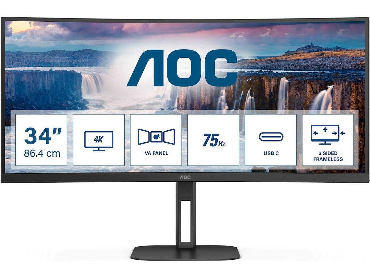 AOC 34" curved skjerm CU34V5C/BK/23 - Skjermer | Komplett.no
