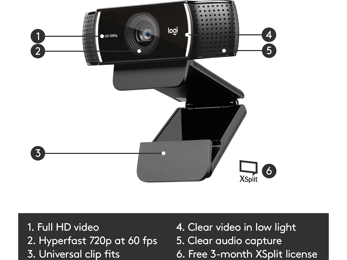 Logitech C922 30FPS 1080P Professionel Streaming Webkamera - Webkamera ...
