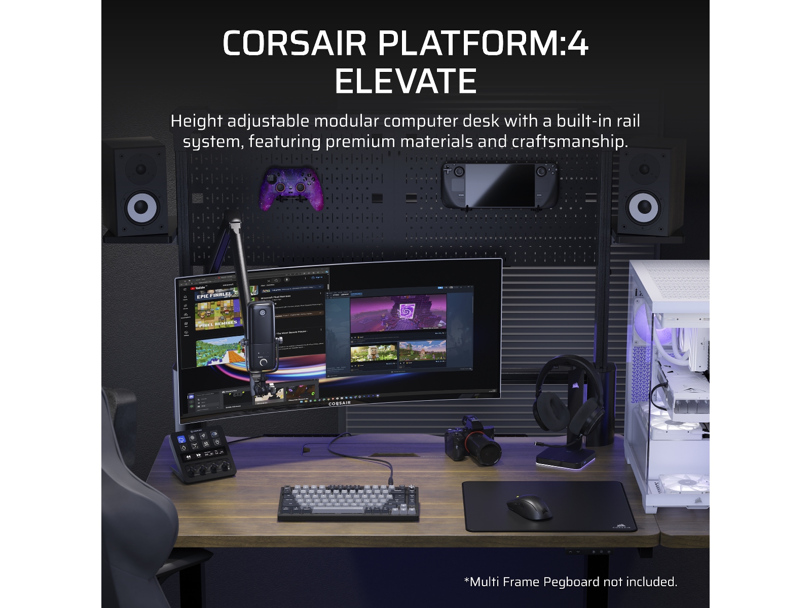 Corsair Platform:4 Elevate Skrivebord (sort/mørk tre) - Gamingdesk ...
