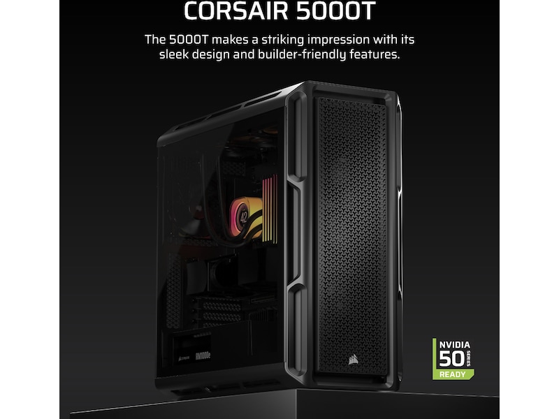 Corsair 5000T Tempered Glass Mid Tower (sort) - Midi tower | Komplett.no